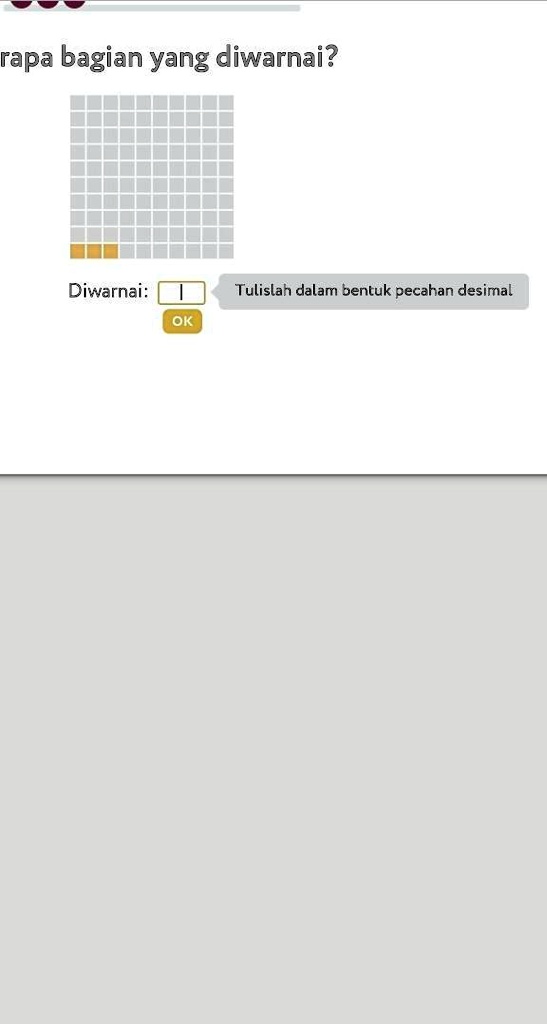 SOLVED: tulislah jawaban menggunakan pecahan desimal rapa bagian yang ... SOLVED: tulislah jawaban menggunakan pecahan desimal rapa bagian yang ...