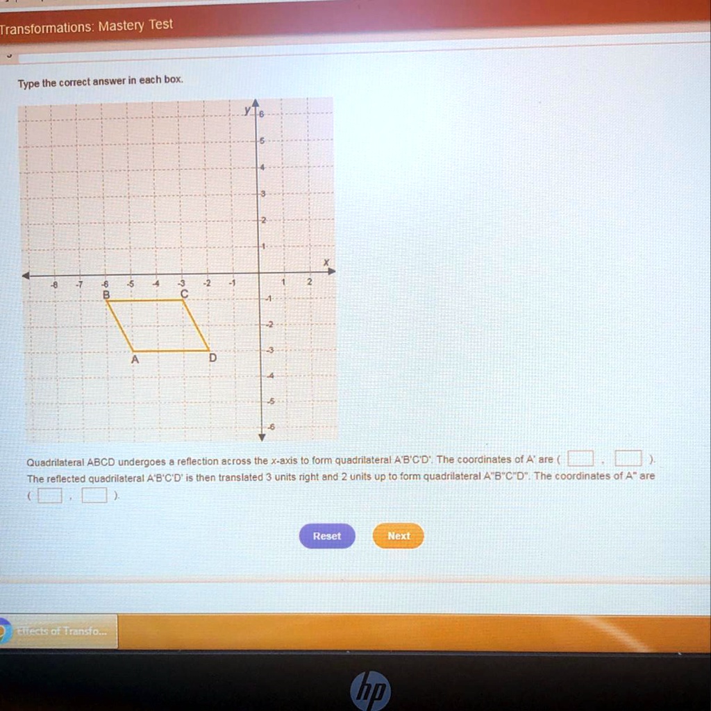 Transformations: Mastery Test Type the correct answer in each box ...
