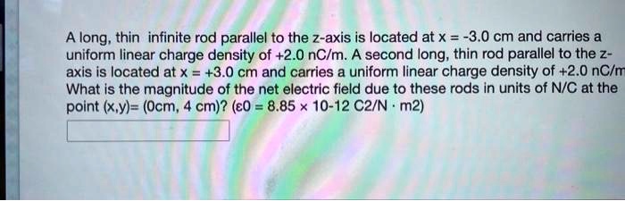 SOLVED: A long; thin infinite rod parallel t0 the z-axis is located at ...