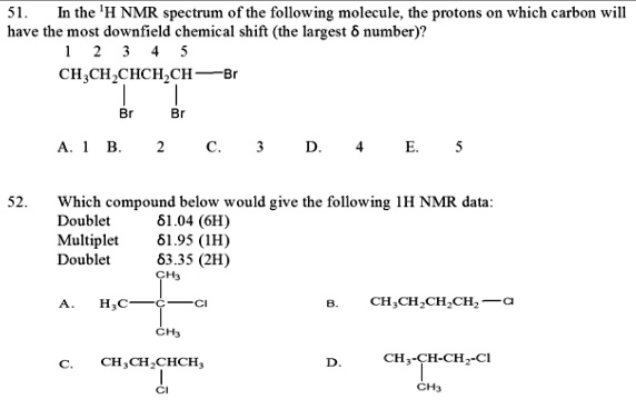 SOLVED: In the 'H NMR spectrum of the following molecule, the protons ...