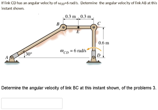 If Link Cd Has An Angular Velocity Of Omega Cd 6ra D S Determine The Angular Velocity Of