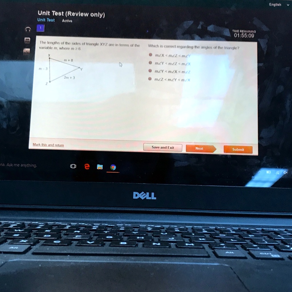 SOLVED: 'Which is correct regarding the angles of the triangle? Englleh ...