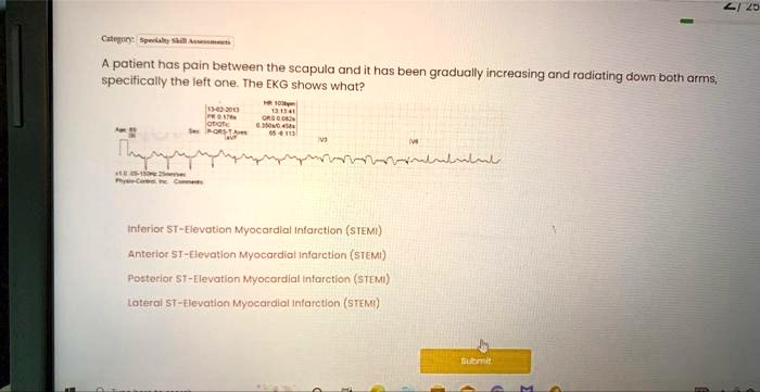 a patient has pain between the scapula and it has been gradually ...