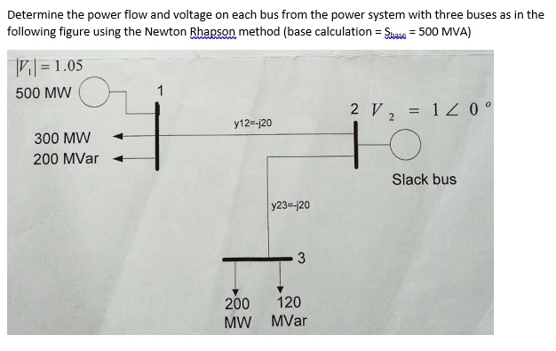 SOLVED: Determine the power flow and voltage on each bus from the power system with three buses ...