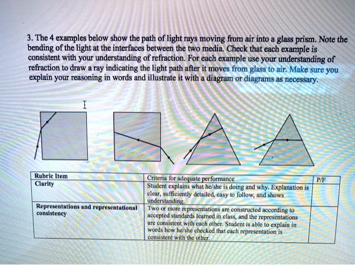 the 4 examples below show the path of light rays moving from air into a ...