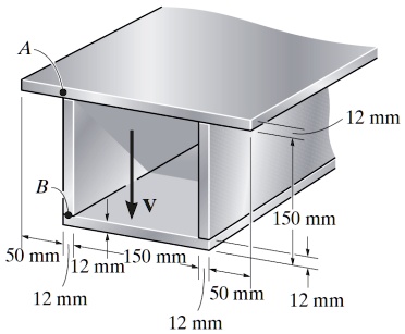 the assembly shown is subjected to a vertical shear of v 35 kn ...