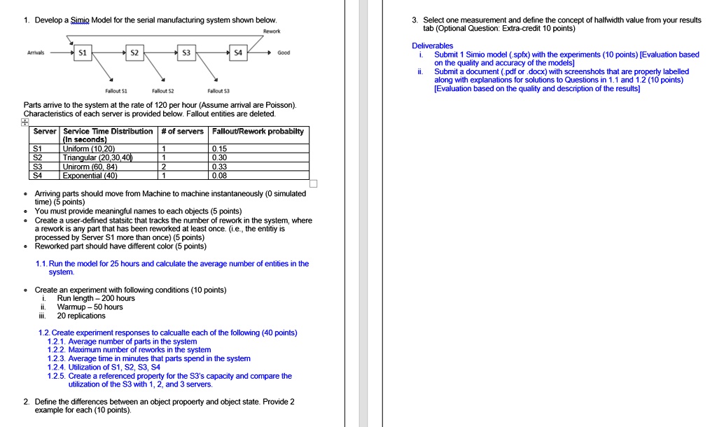 [GET ANSWER] this is a simio model project develop simio model for the serial manufacturing ...