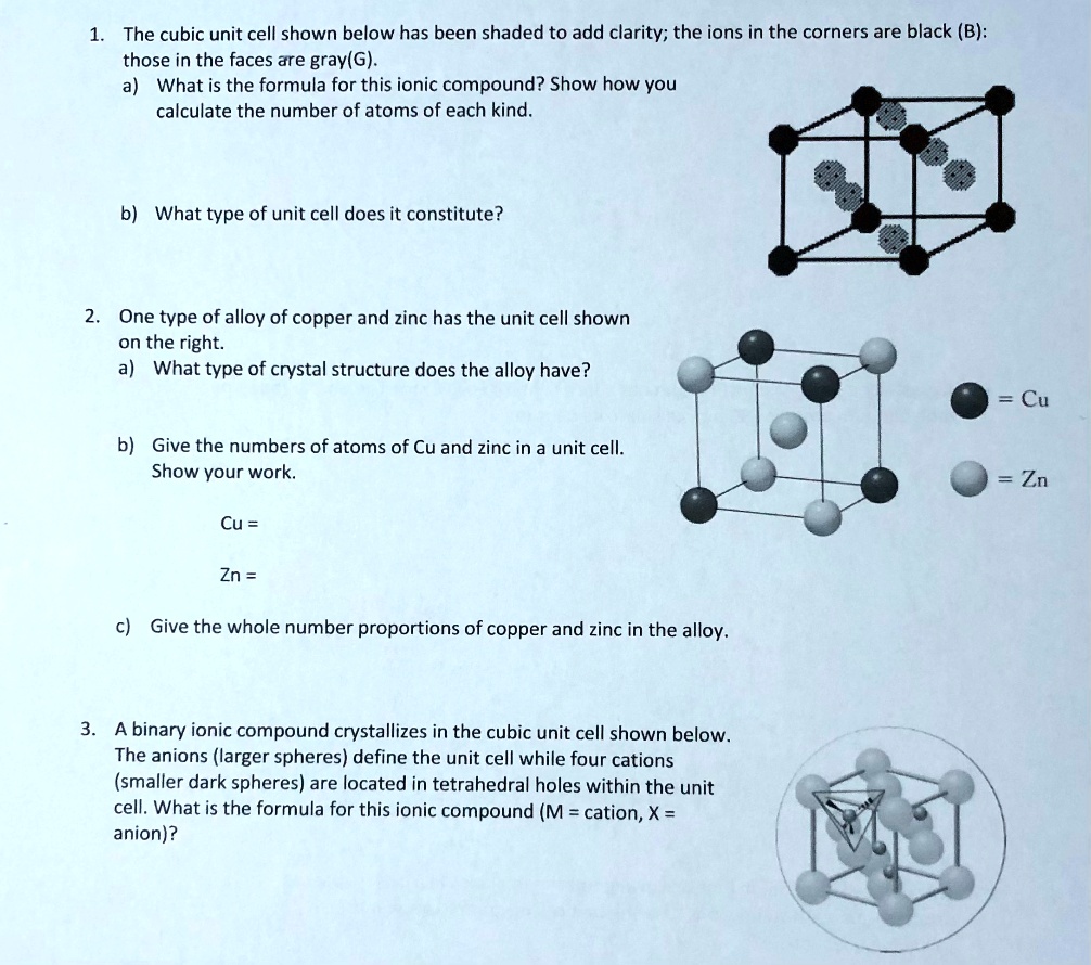 the cubic unit cell shown below has been shaded to add clarity the ions ...