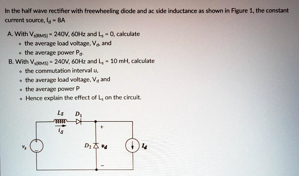 In the half wave rectifier with freewheeling diode and ac side ...
