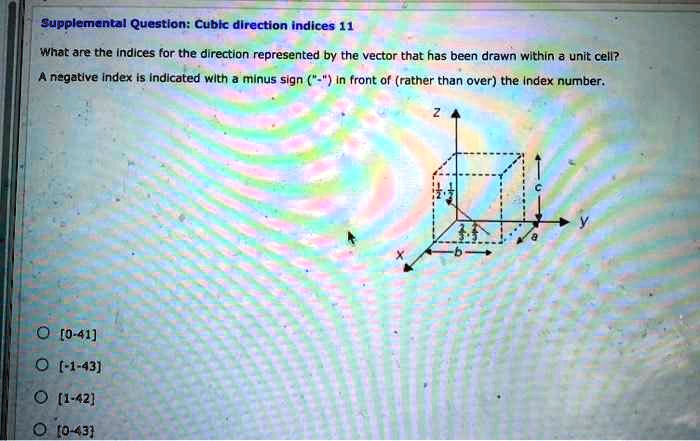 SOLVED: Supplemantal Question: Cublc dlrection indices 11 What are the ...