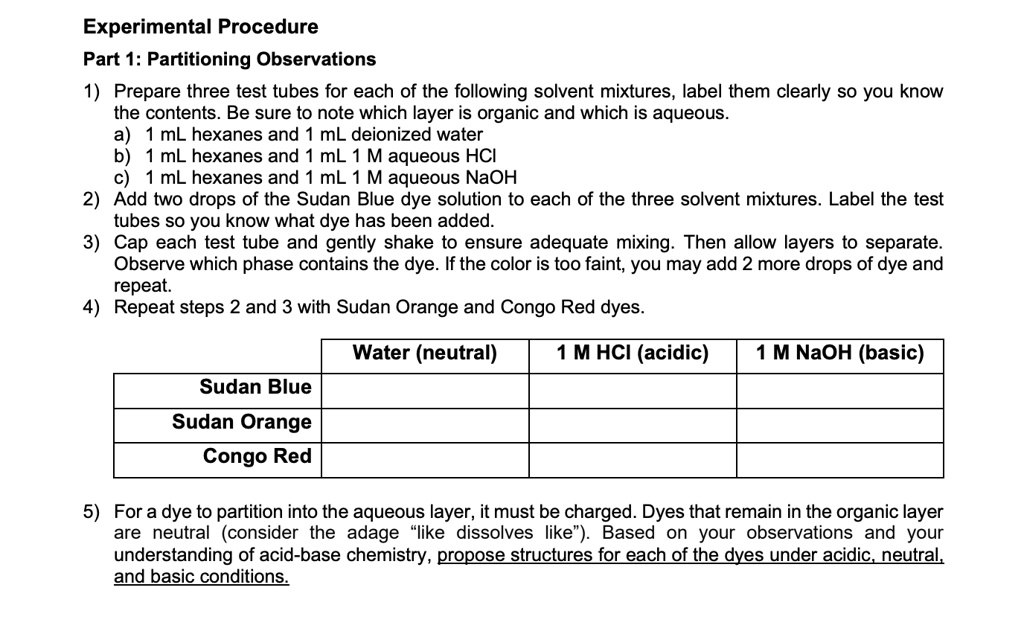 SOLVED: Experimental Procedure Part 1: Partitioning Observations 1 ...