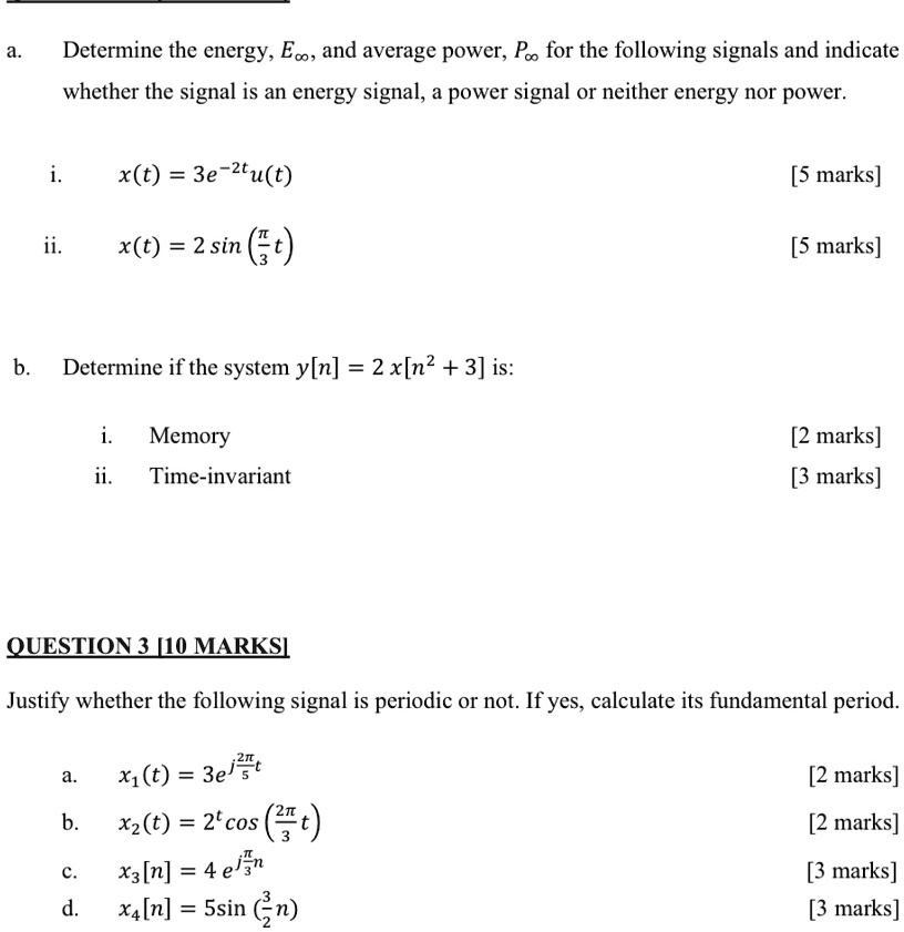SOLVED: Test Determine the energy, Eo and average power; Po for the ...