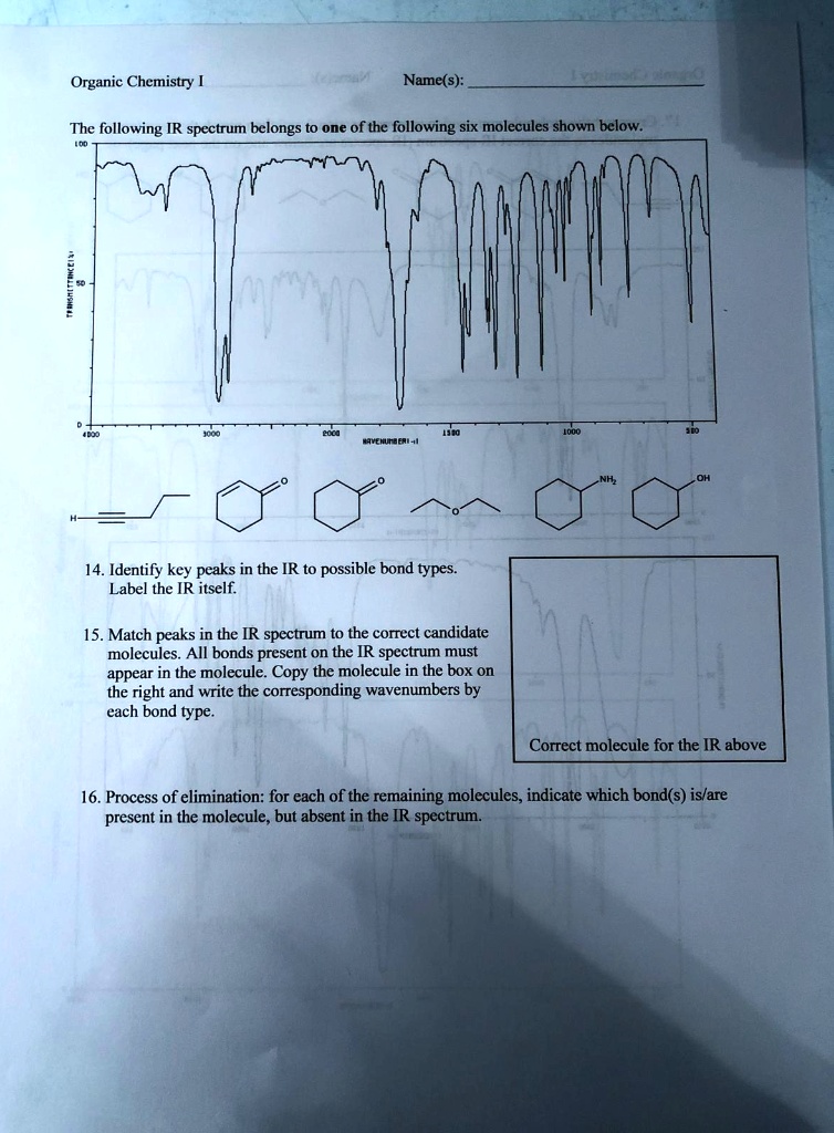 SOLVED: Organic Chemistry Name(s): The following IR spectrum belongs to ...