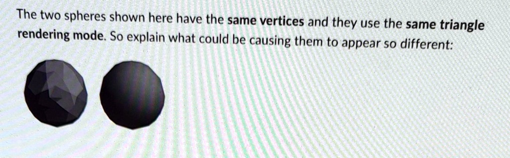 SOLVED: The two spheres shown here have the same vertices and they use ...