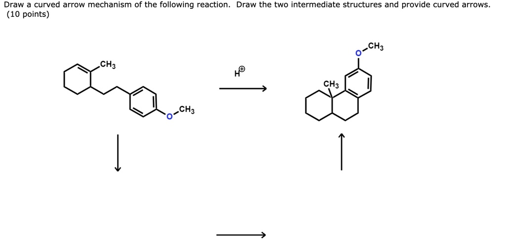 SOLVED: Draw a curved arrow mechanism of the following reaction; Draw the two intermediate ...