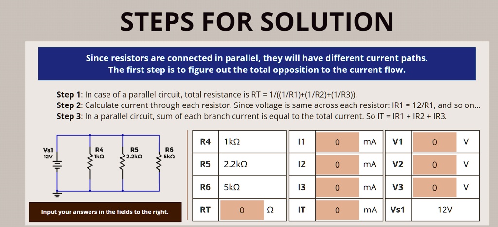 SOLVED: Texts: STEPS FOR SOLUTION Since resistors are connected in ...