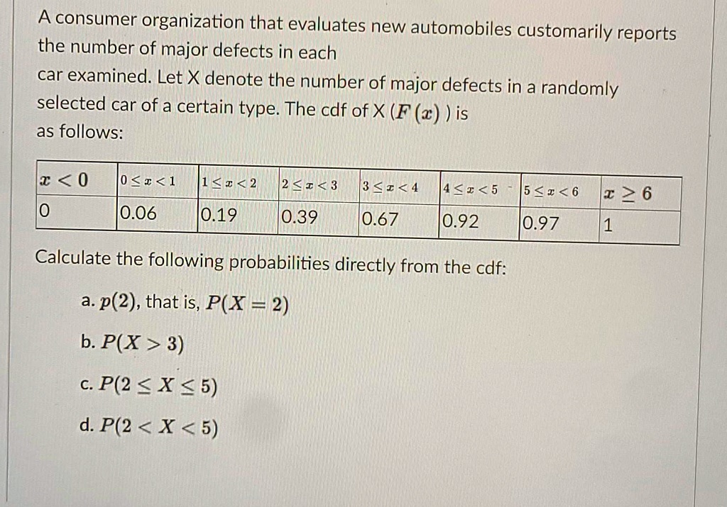 SOLVED: A consumer organization that evaluates new automobiles ...