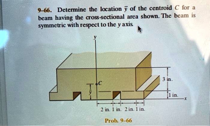 9466 determine the location y of the centroid c for a beam having the cross sectional area shown ...