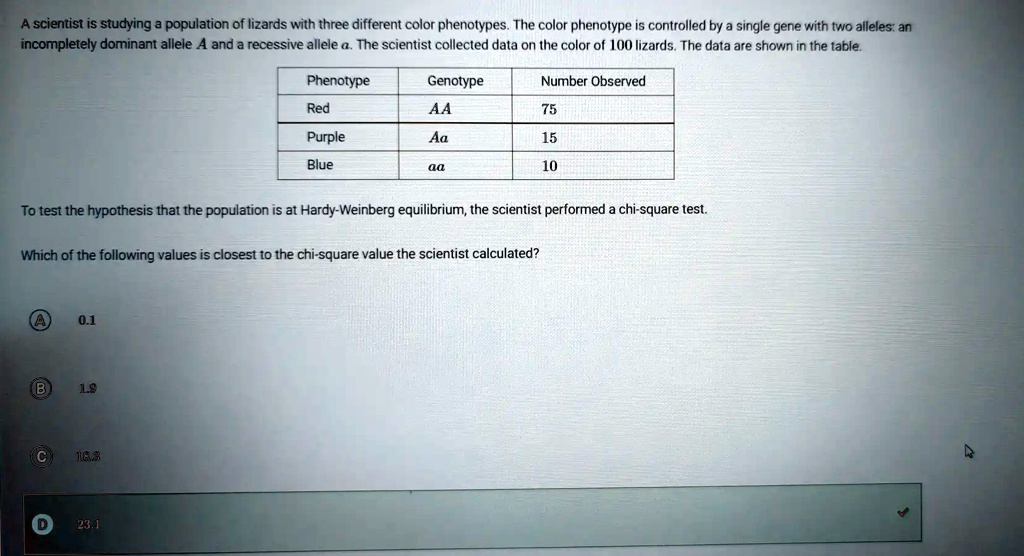 a scientist is studying population of lizards with three different ...