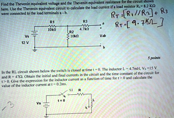 SOLVED: Find the Thevenin equivalent voltage and the Thevenin equivalent resistance for the ...