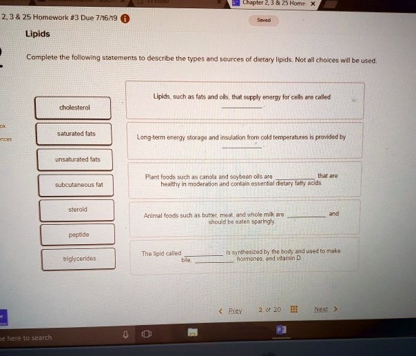 Chaptcr holmllt 2 3 25 homework 3 due 7169 lipids complete...