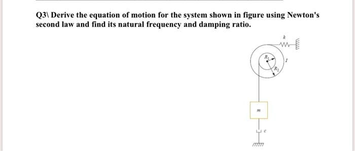Q3| Derive the equation of motion for the system shown in ligure using ...