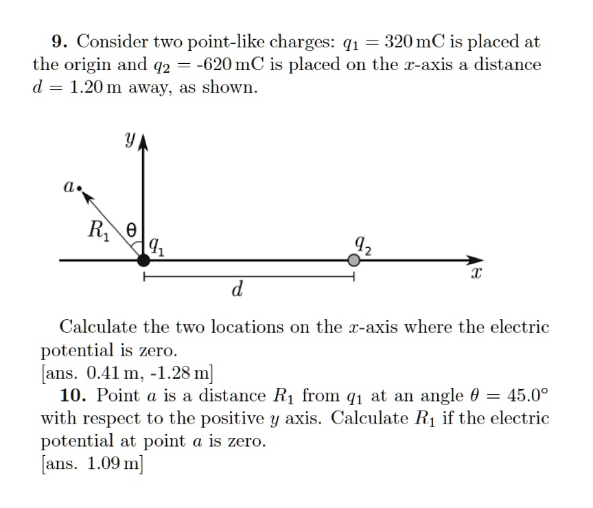 SOLVED: 9 Consider two point-like charges: 41 = 320 mC is placed at the ...