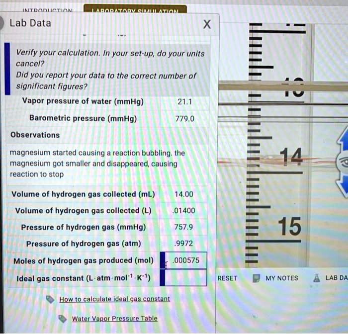SOLVED: iDdi Lab Data Verify your calculation. In your set-Up, do your units cancel? Did you ...