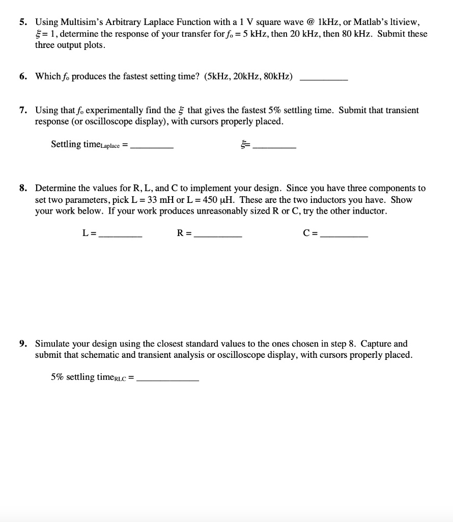 5 Using Multisims Arbitrary Laplace Function With A 1 V Square Wave 1khzor Matlabs Ltiview 1