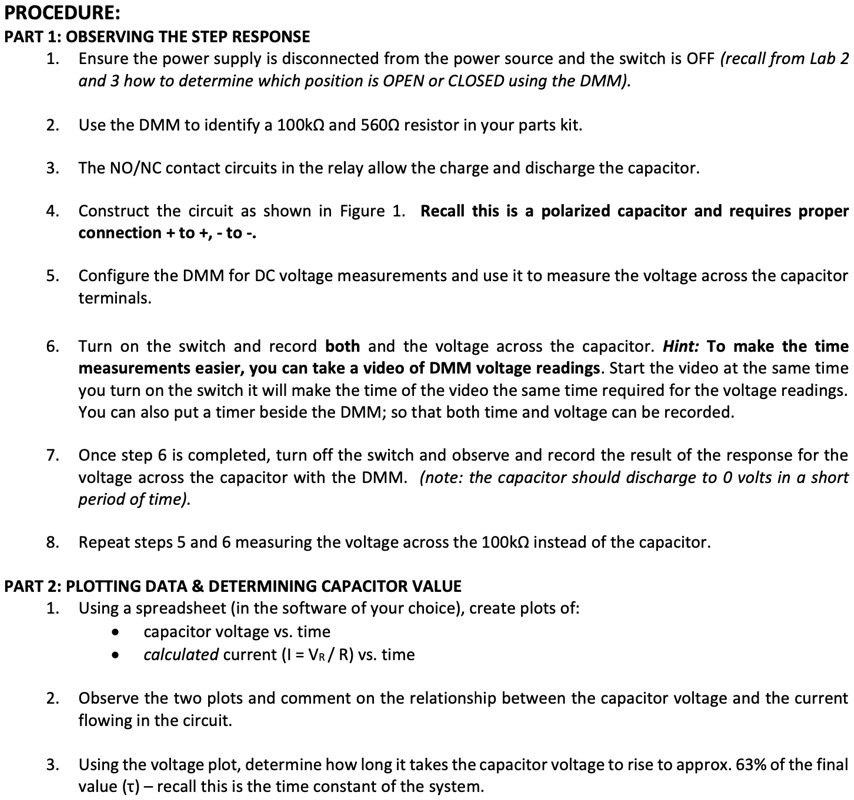PROCEDURE: PART 1: OBSERVING THE STEP RESPONSE 1. Ensure the power supply is disconnected from ...