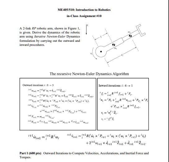 me405510 introduction to robotics in class assignment 10 a 2 link rp robotic arm shown in figure ...