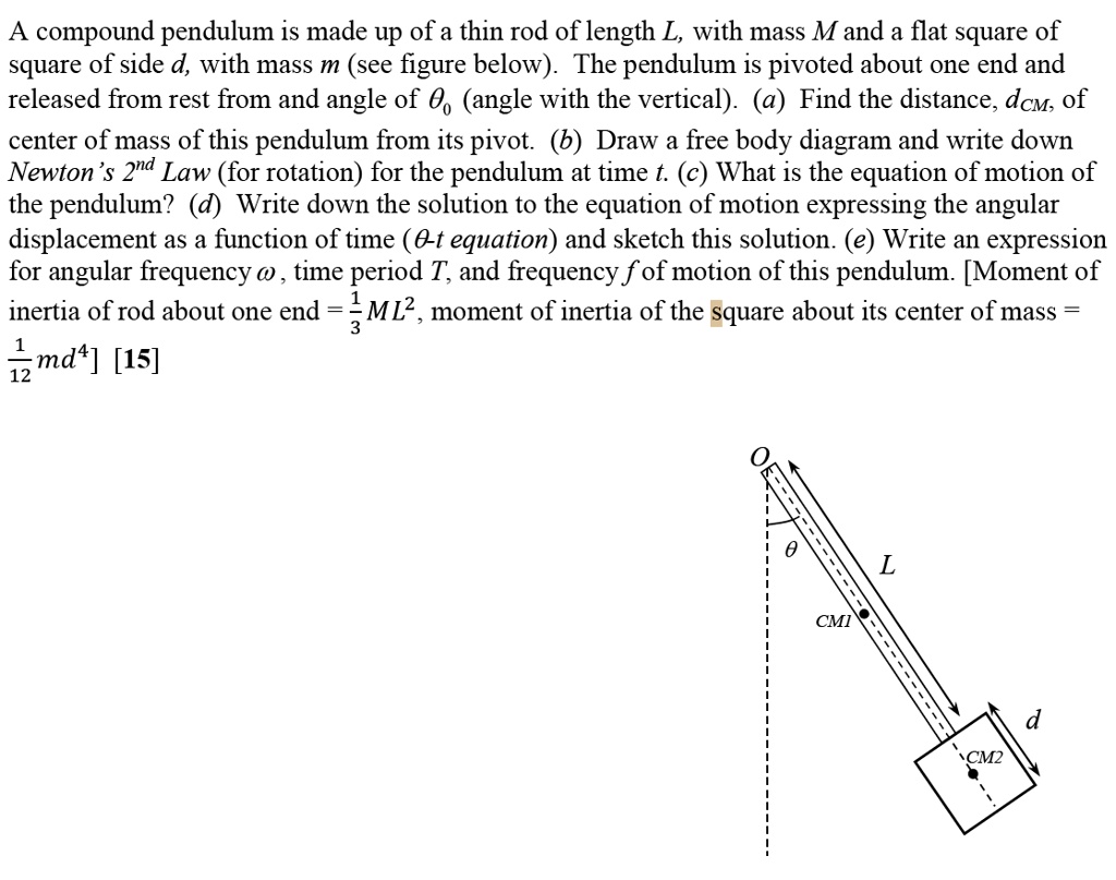 A compound pendulum is made up of a thin rod of length L, with mass M ...