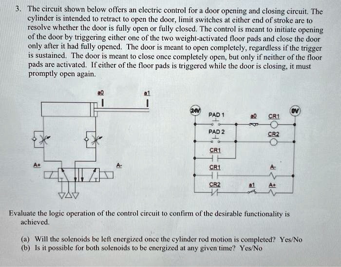 3. The circuit shown below offers an electric control for a door ...