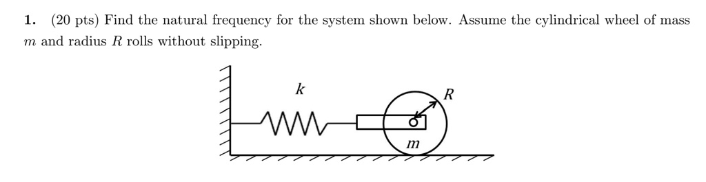 1. (20 pts) Find the natural frequency for the system shown below ...