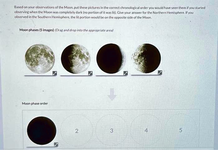 Based on your observations of the Moon, put these pictures...