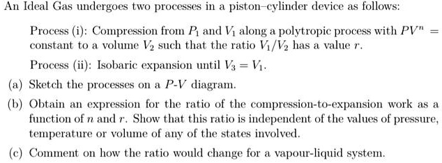 An Ideal Gas undergoes two processes in a piston-cylinder device as ...