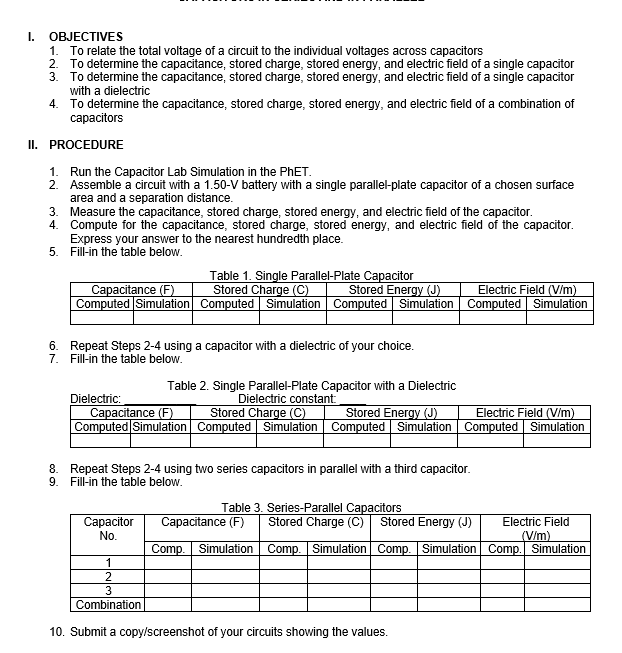 I. OBJECTIVES 1. To relate the total voltage of a circuit to the ...