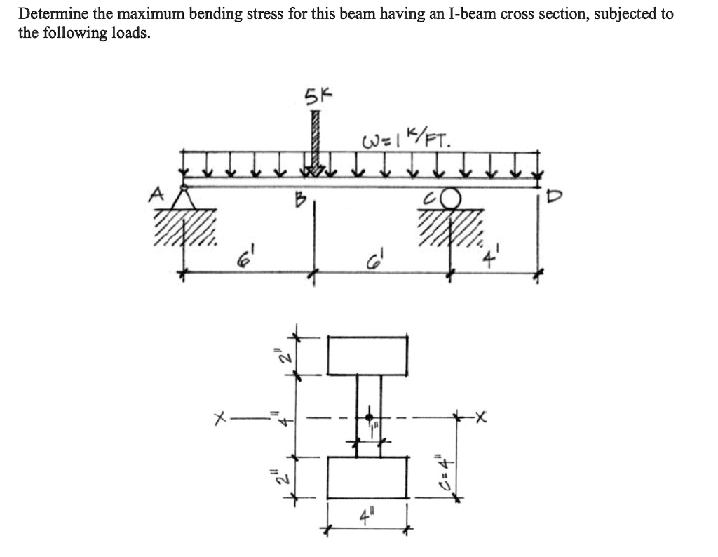 determine the maximum bending stress for this beam having an i beam cross section subjected to ...