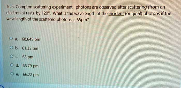 SOLVED: In a Compton scattering experiment, photons are observed after ...