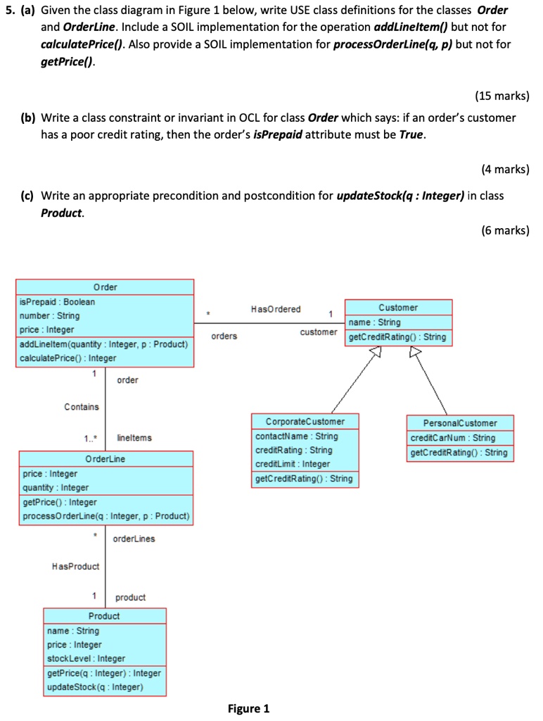 a given the class diagram in figure 1 below write use class definitions ...
