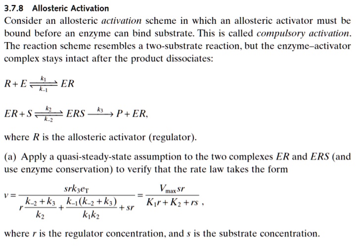 SOLVED: 3.7.8 Allosteric Activation Consider an allosteric activation ...