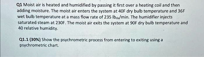 Q1 Moist air is heated and humidified by passing it first over a heating coil and then adding ...