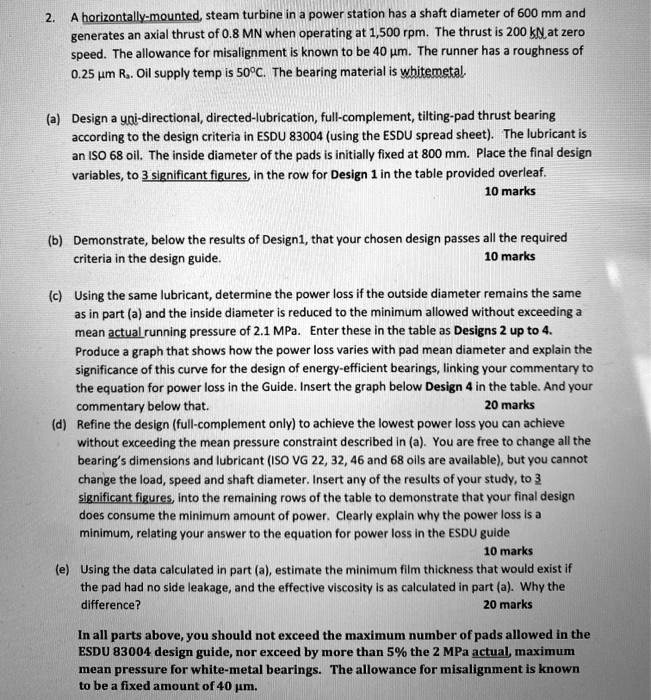 SOLVED: 2.A horizontally-mounted steam turbine in a power station has a shaft diameter of 600 mm ...