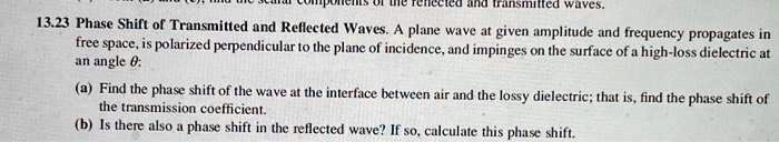 13.23 Phase Shift of Transmitted and Reflected Waves. A plane wave at ...