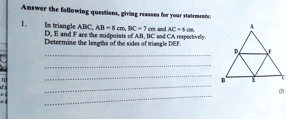 SOLVED: Answer the following questions, giving reasons for your statements: In triangle ABC, AB ...