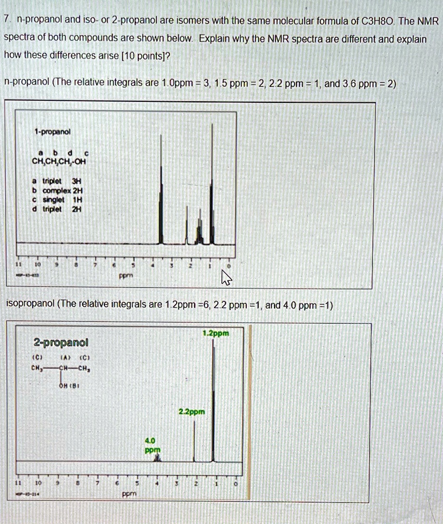 SOLVED: n-propanol and iso- or 2-propanol are isomers with the same ...