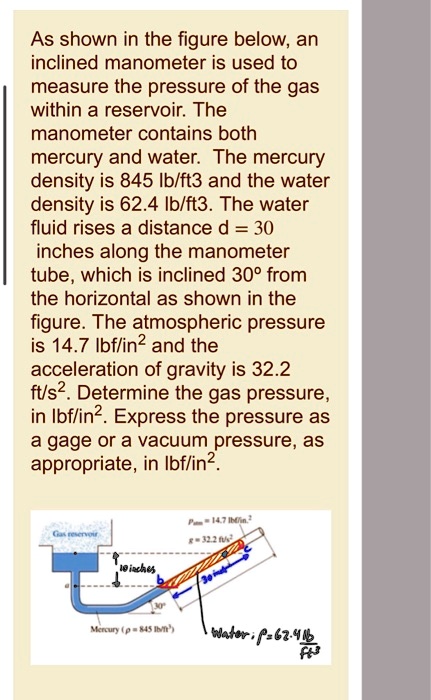 SOLVED: As shown in the figure below, an inclined manometer is used to ...