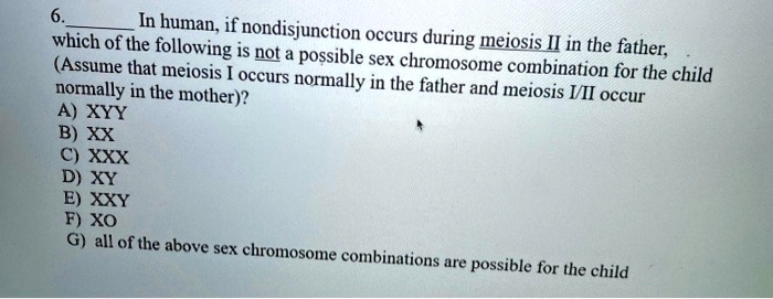 Solved In Human If Nondisjunction Which Of The Following Occurs