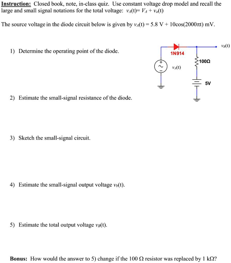 SOLVED: Instructions: Closed book, in-class quiz. Use the constant ...