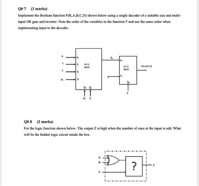 Solved Implement The Boolean Function Fkabcd Shown Below Using A Single Decoder Of A 7138
